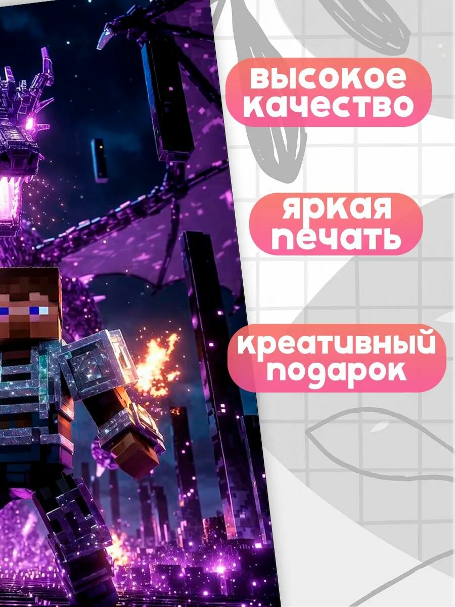Постеры на стену Minecraft , плакат 1шт, А2 размер. — фото 1