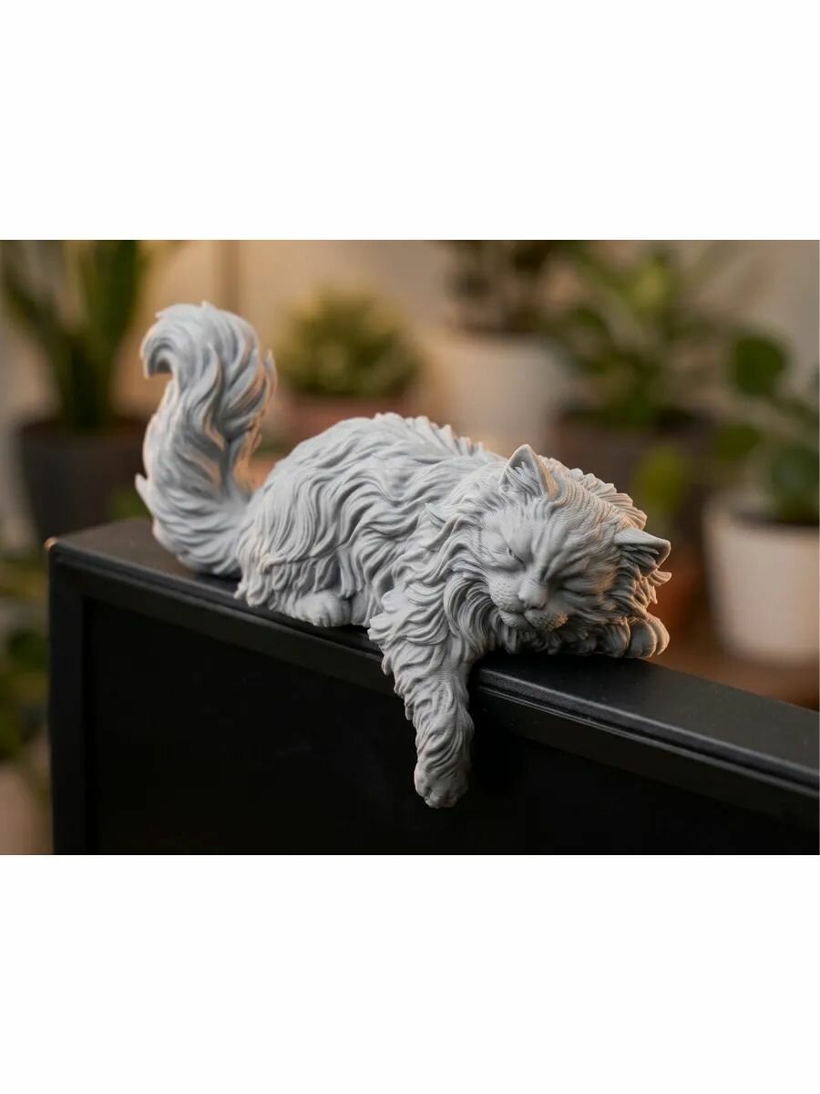 Фигурка для монитора "Длинношерстный Кот" 3D печать из пластика