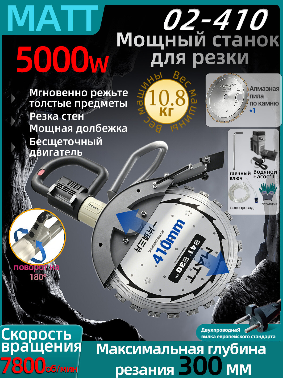 Мощная машина для нарезания канавок, не требующая регулировки бесщеточная дисковая бензопила для резки бетона, предназначенная для резки и обработки бетонных стен.