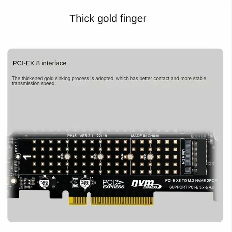 Двойная -Карта PCI-E X8 NVME M.2 M KEY SSD Адаптер Расширения Расширенная Карта Split Card