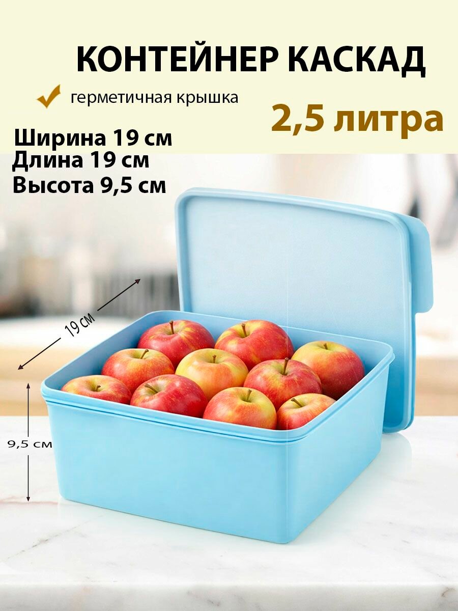 Tupperware Контейнер Каскад, 2,5 л, голубой
