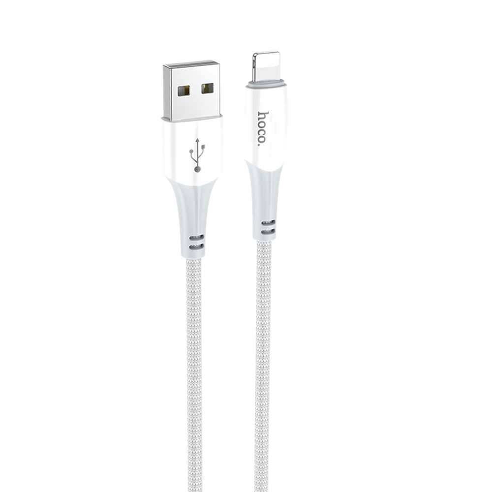 Кабель HOCO X70 Ferry USB to Lightning, 2.4A, 1m, нейлон White