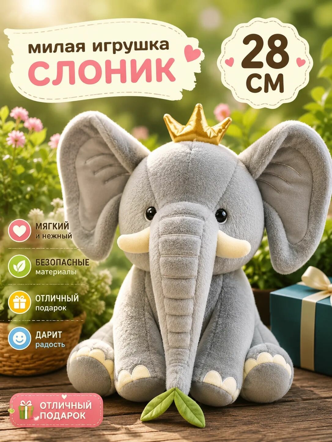 Мягкая игрушка Слон в короне