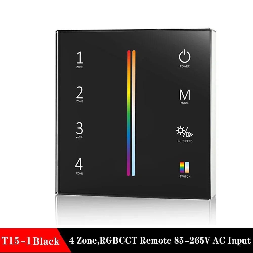 Пульт T15-1 Black для светодиодной ленты 4 Zone RGB CCT