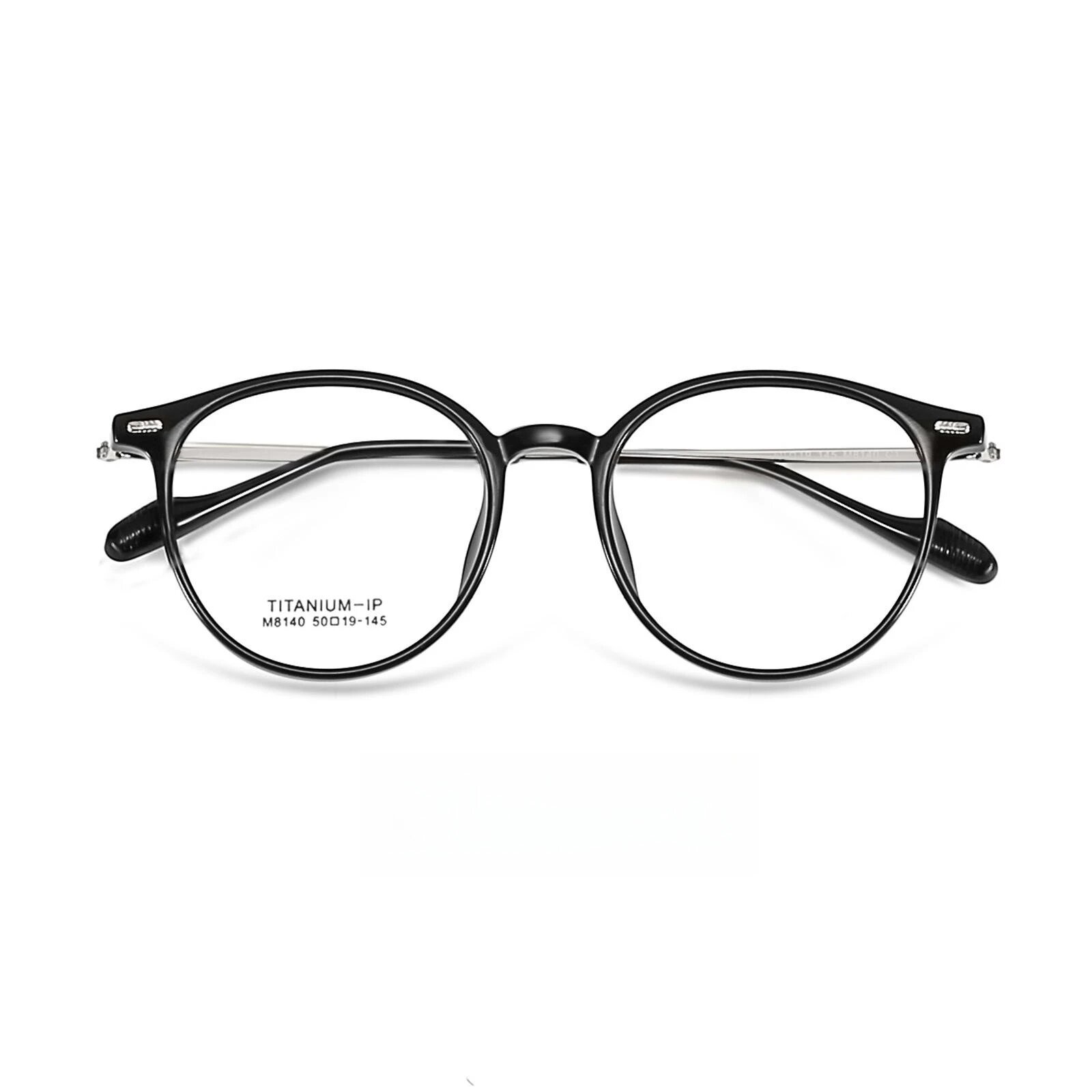 Круглые очки YIMARUILI Black Silver, титан
