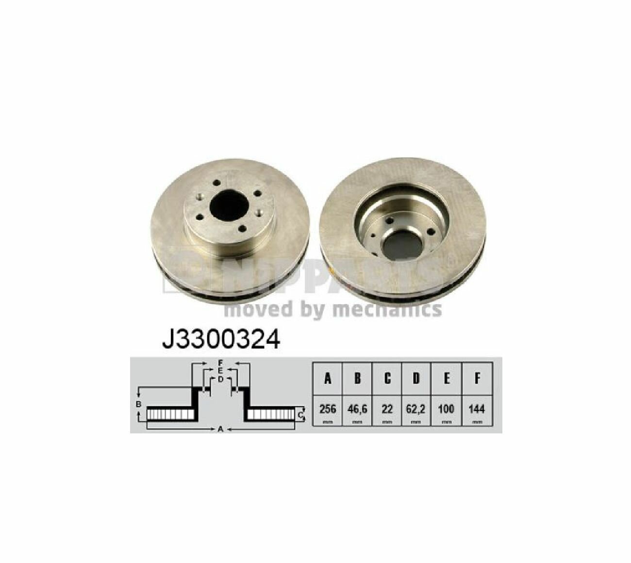 Диск тормозной Nipparts J3300324 HYUNDAI ACCENT 05-/i20 08-/KIA RIO II 05- передний вент.