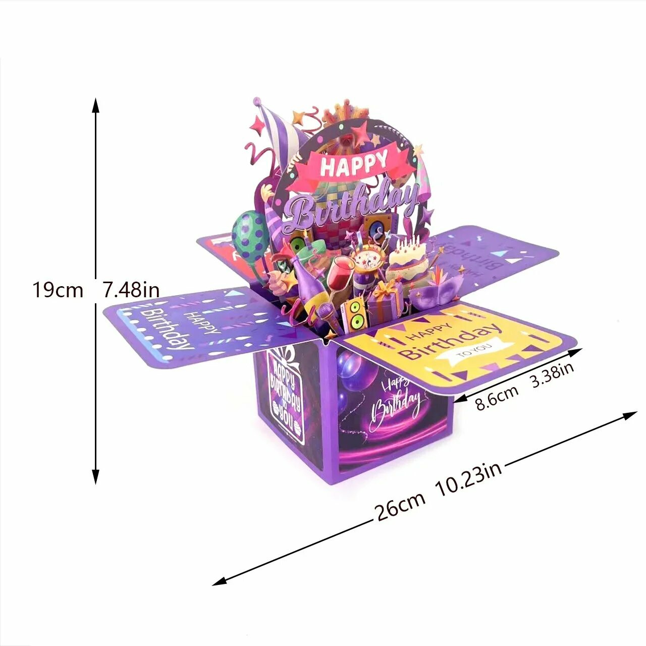 3D открытка с днем рождения Фиолетовый, Purple