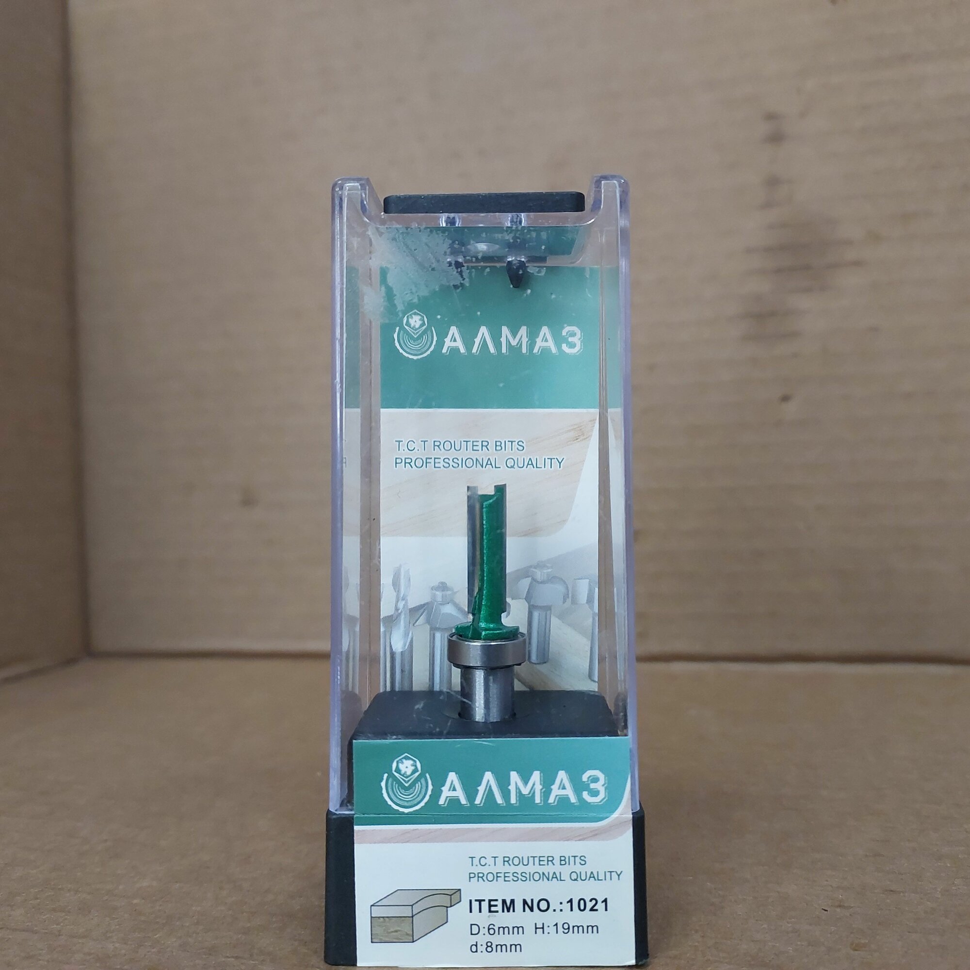 Фреза обгонная с верхним подшипником Алмаз 1021 D:6mm I:19mm d:8mm