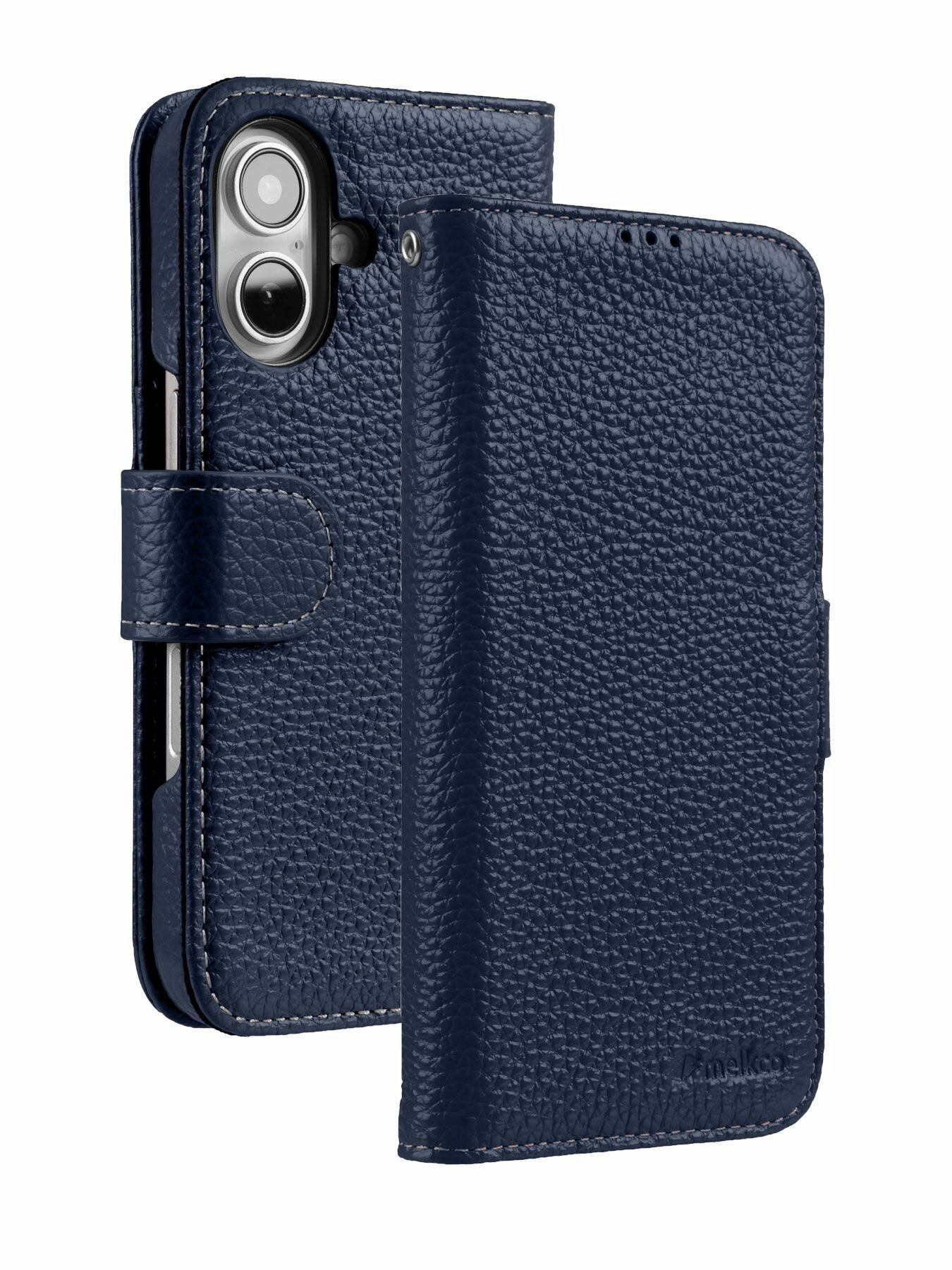 Кожаный чехол книжка Wallet Book Type для iPhone 17, темно-синий