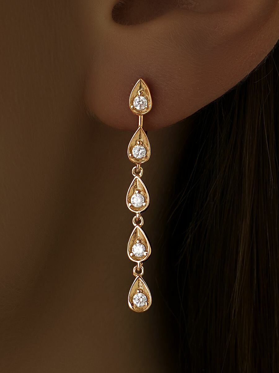 Серьги, 925 проба, фианит