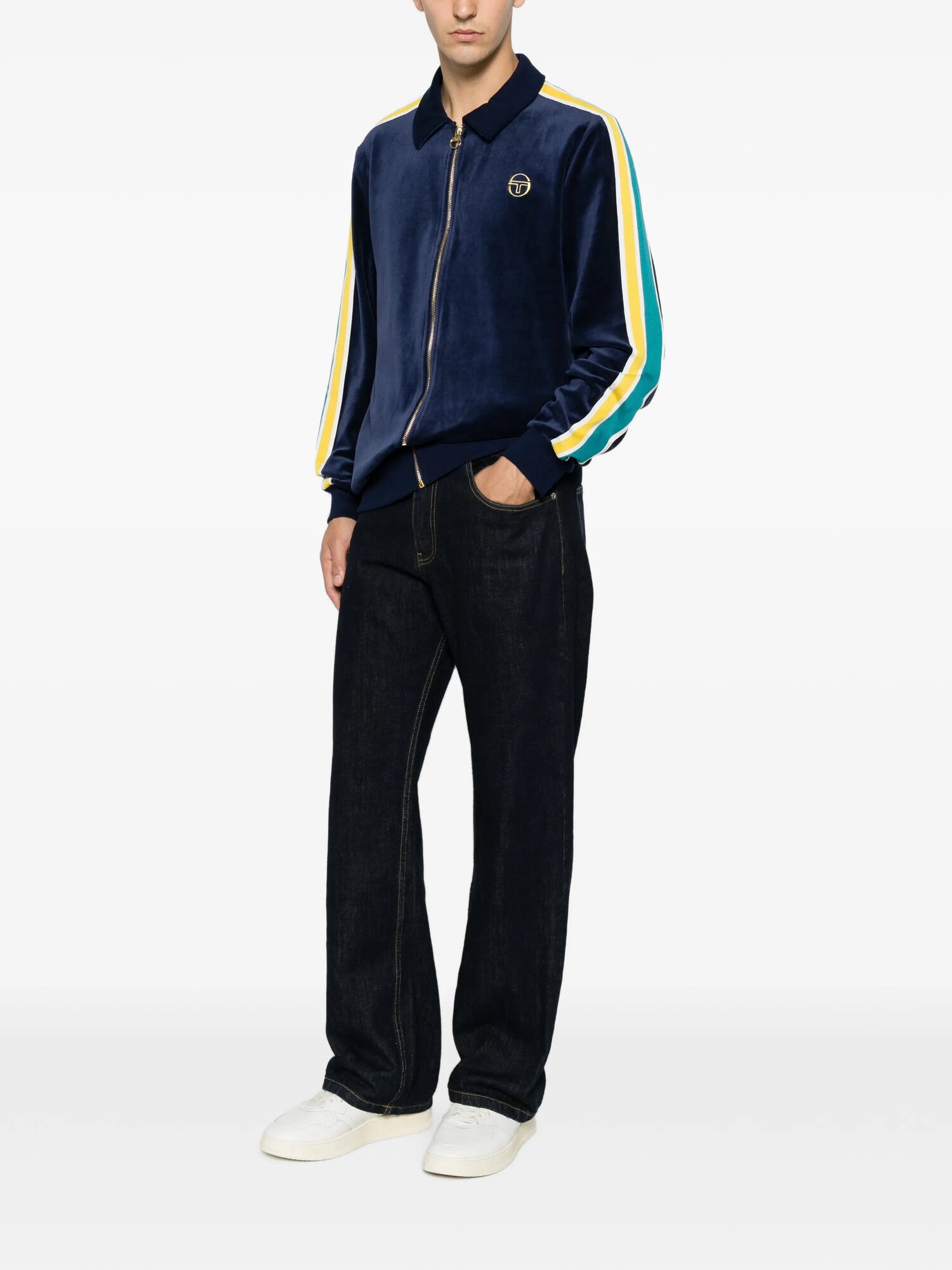 Толстовка SERGIO TACCHINI Side-stripe sweatshirt, размер 52, , Синий принт — фото 1