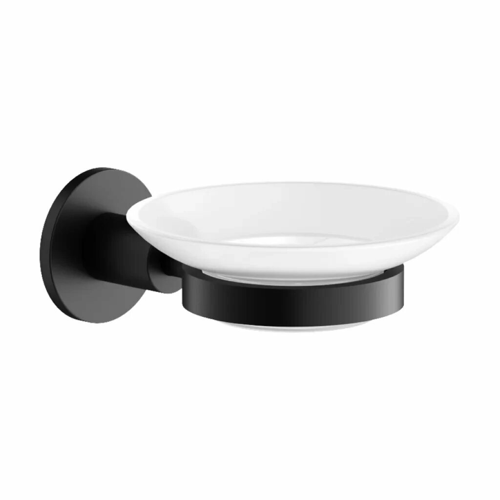 Мыльница Sancos Base SC9031MB настенная, стеклянная, черная, Стекло, матовая, матовый черный, круглая, подвесной