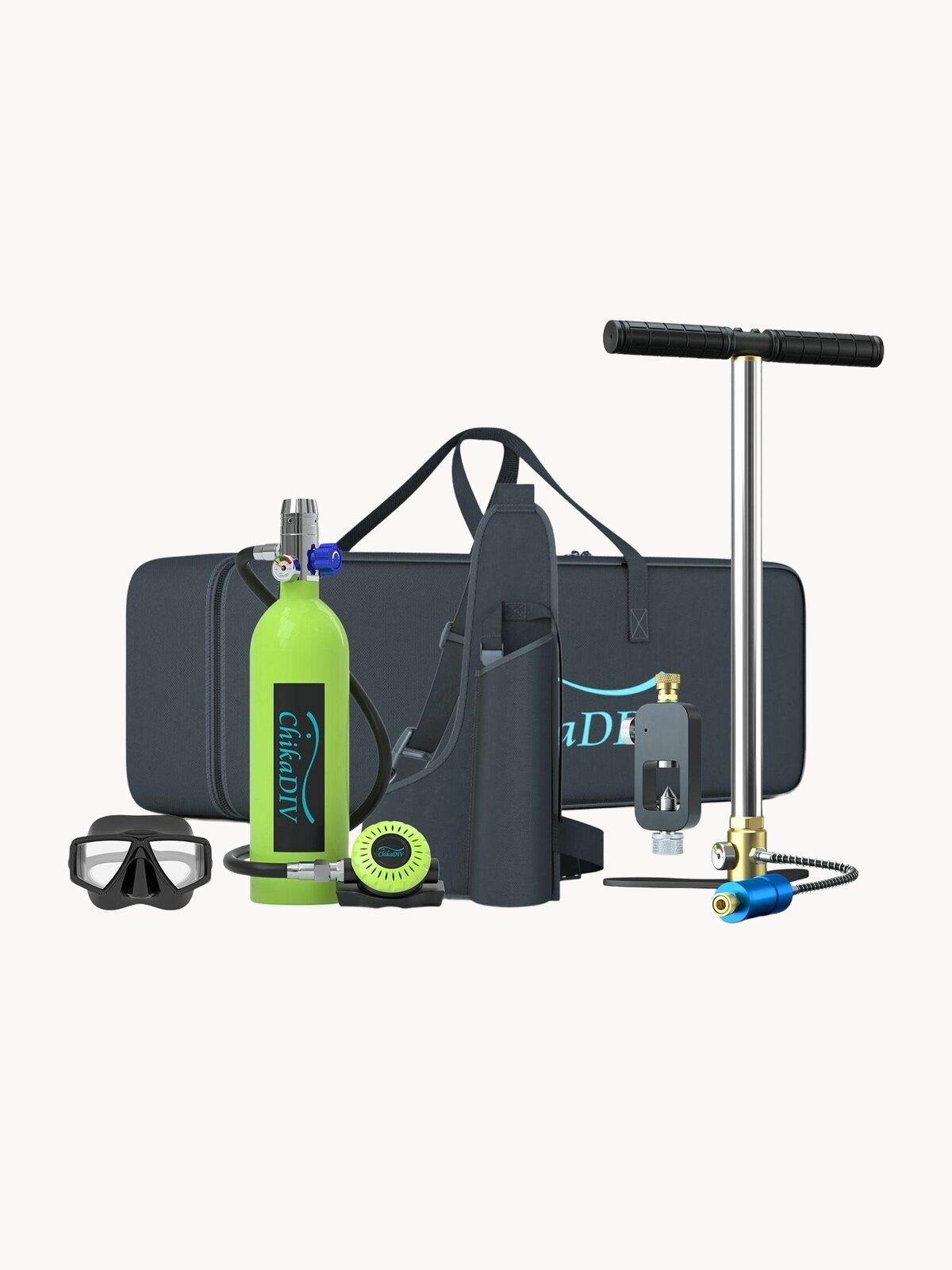 Набор баллонов для дайвинга CHIKADIV 1 л с мини-насосом, маской и другими аксессуарами, идеальное снаряжение для снорклинга!