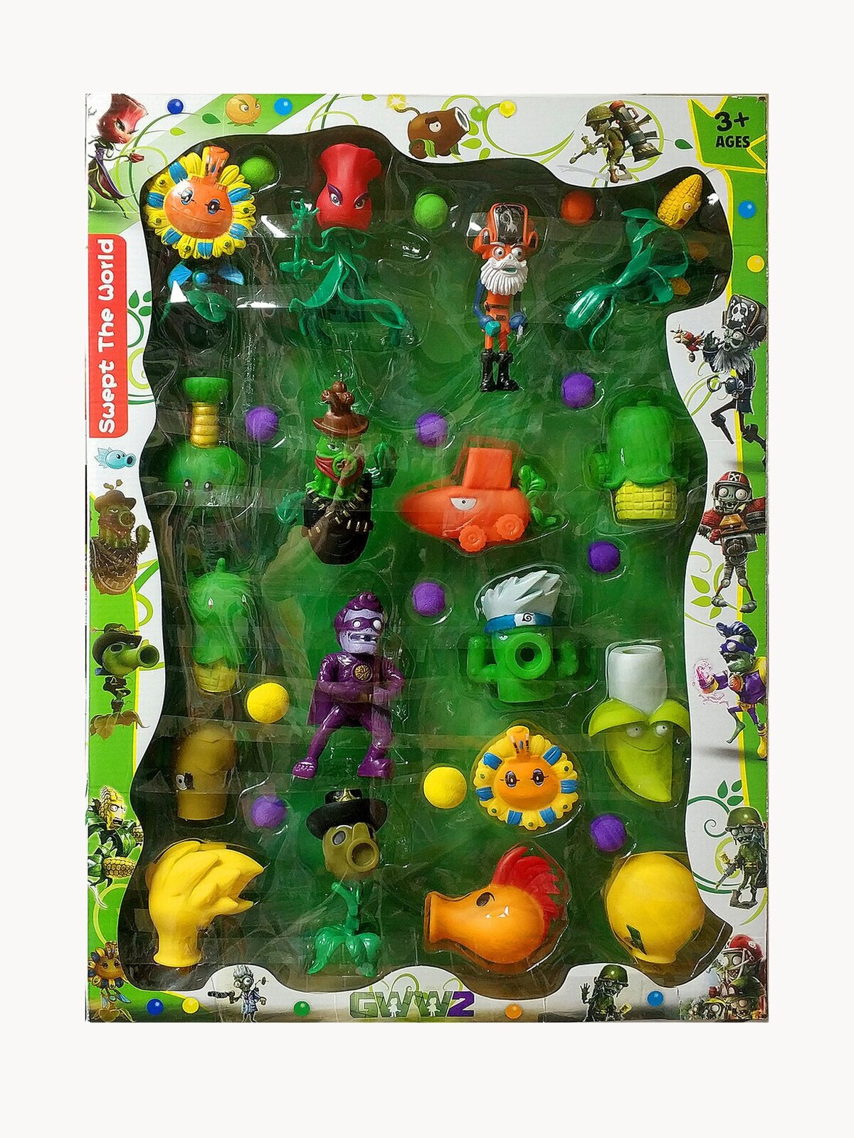 Фигурки набор зомби против растений PLANTS ZOMBIES GWW2 18 штук в картонной коробке