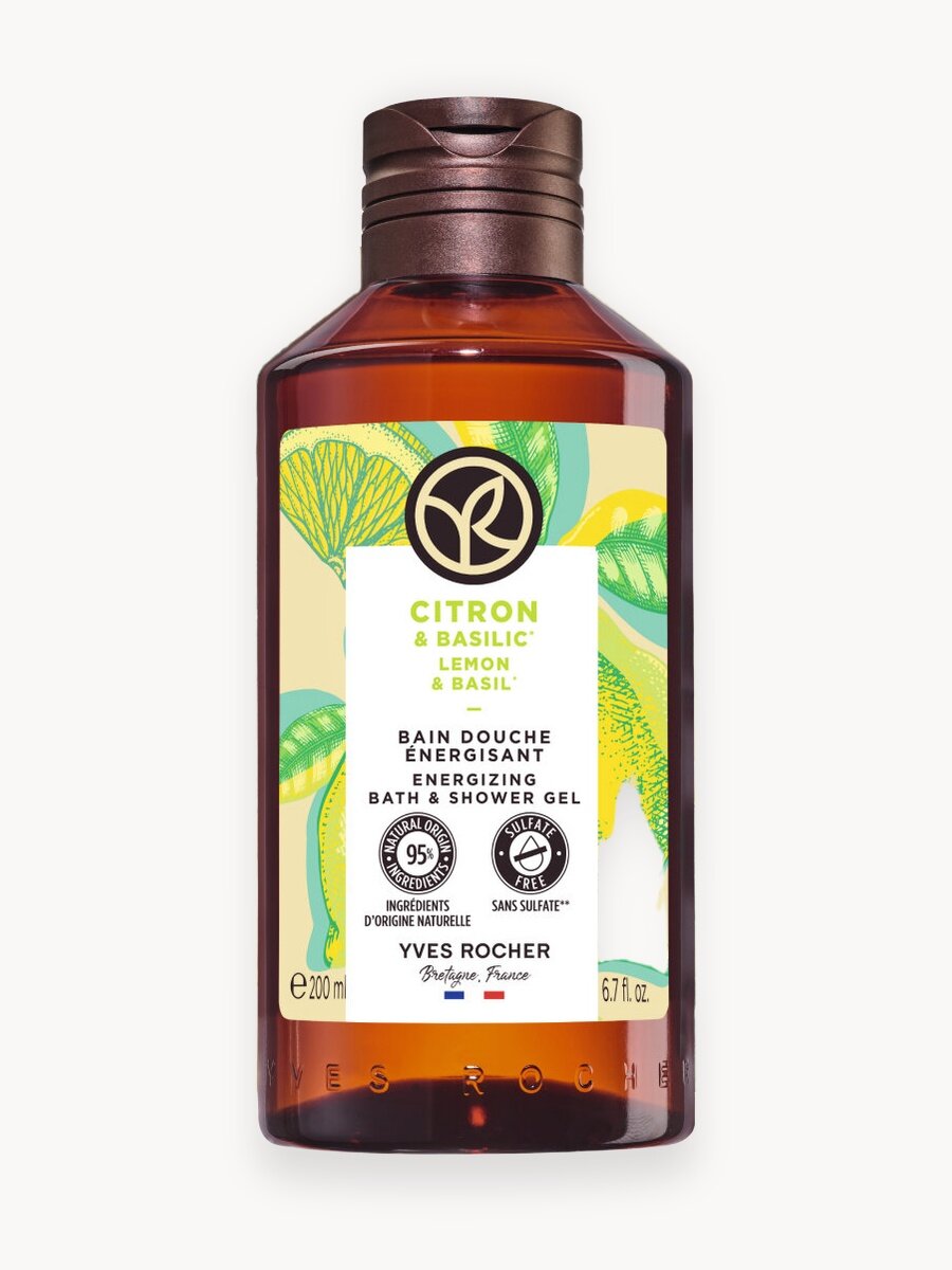 Гель для душа Yves Rocher "Лимон и Базилик", унисекс, без сульфатов, 200мл