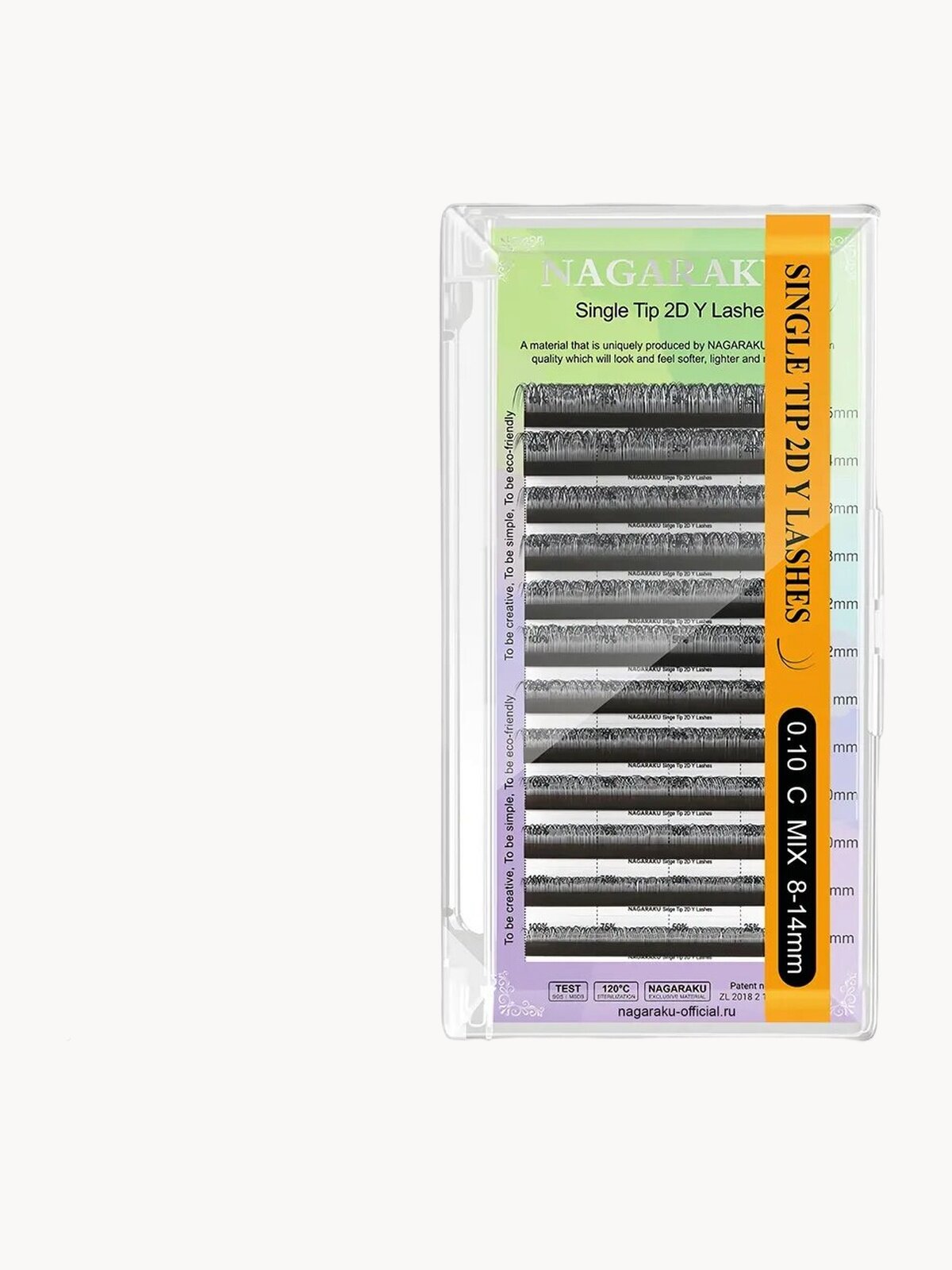 Готовые пучки ресницы Nagaraku, 2D, толщина 0.10 мм, изгиб C, длина 8-14 мм, черные, 12 линий