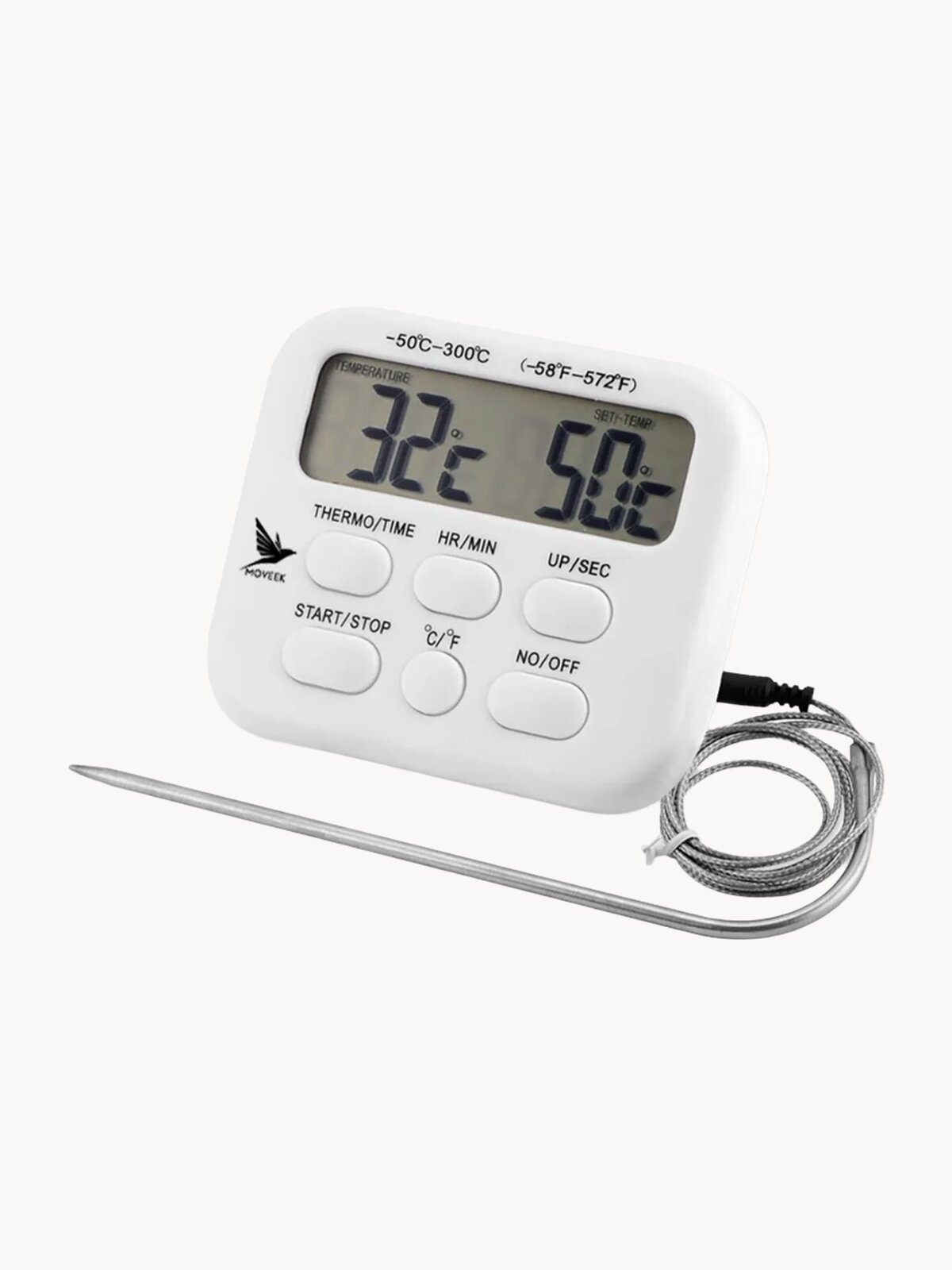 Термометр кулинарный с таймером и щупом 100 см. Кухонный термометр с выносным щупом.