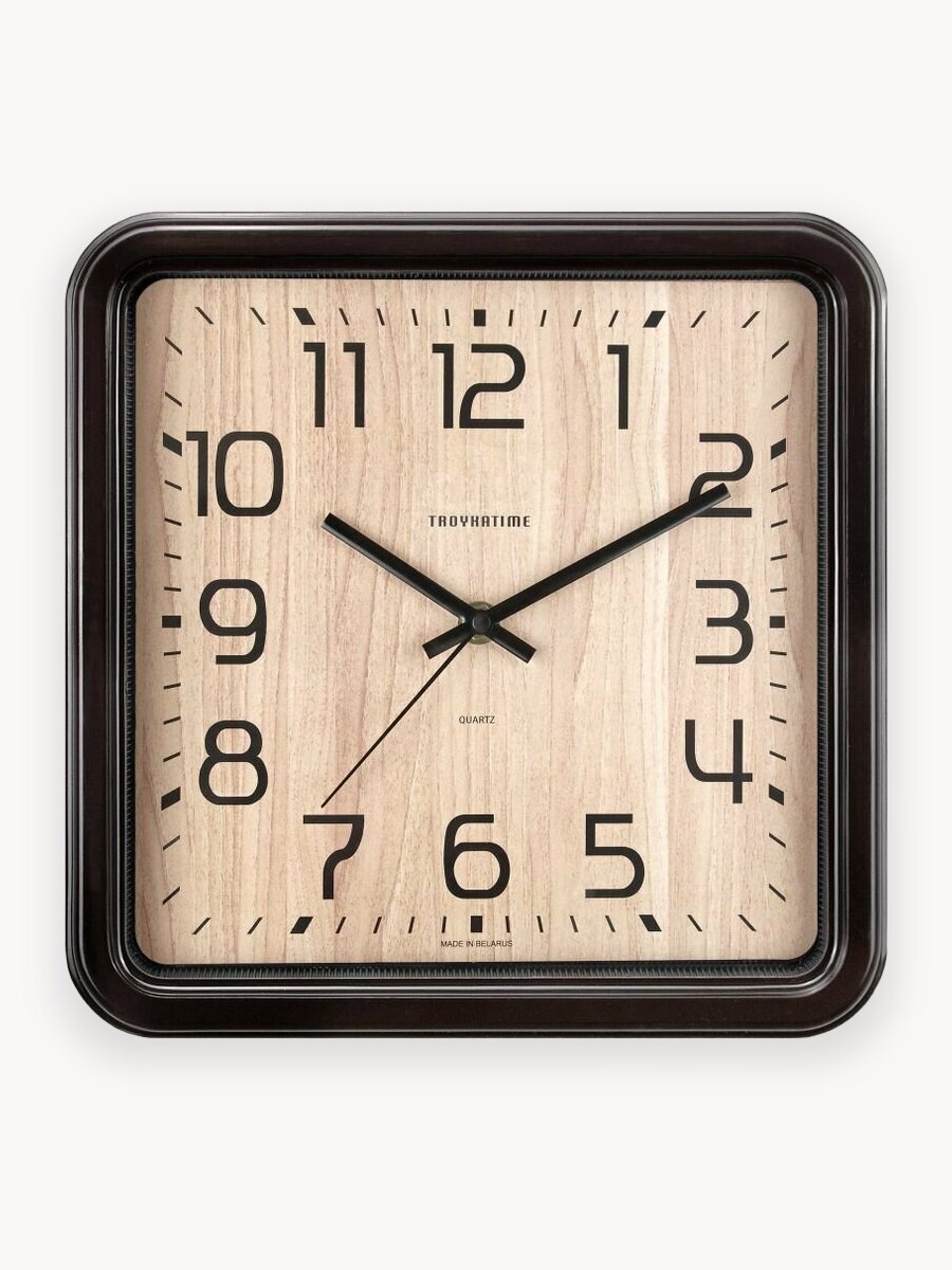 Настенные часы лофт, под дерево, 26*26 см, бесшумные, интерьерные, коричневые, интерьерные