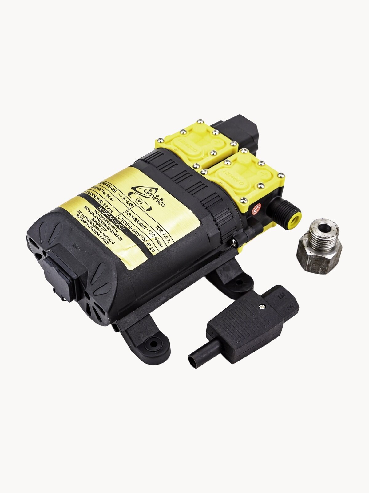 Насос помпа высокого давления Liminico LM 3, 12В, всасывающий, 2 помпы, адаптер, разъем в комплекте + подарок