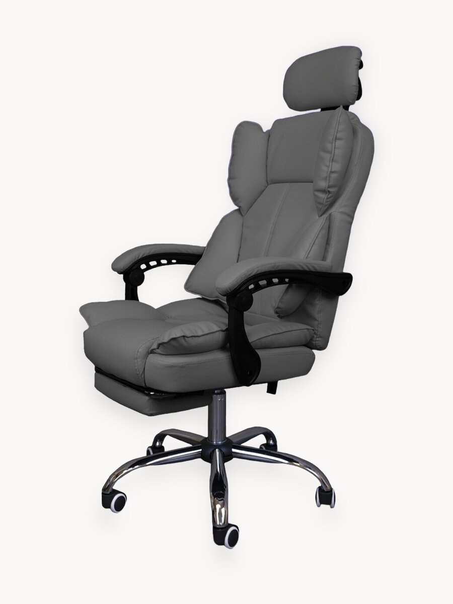 Компьютерное кресло с подголовником, цвет серый