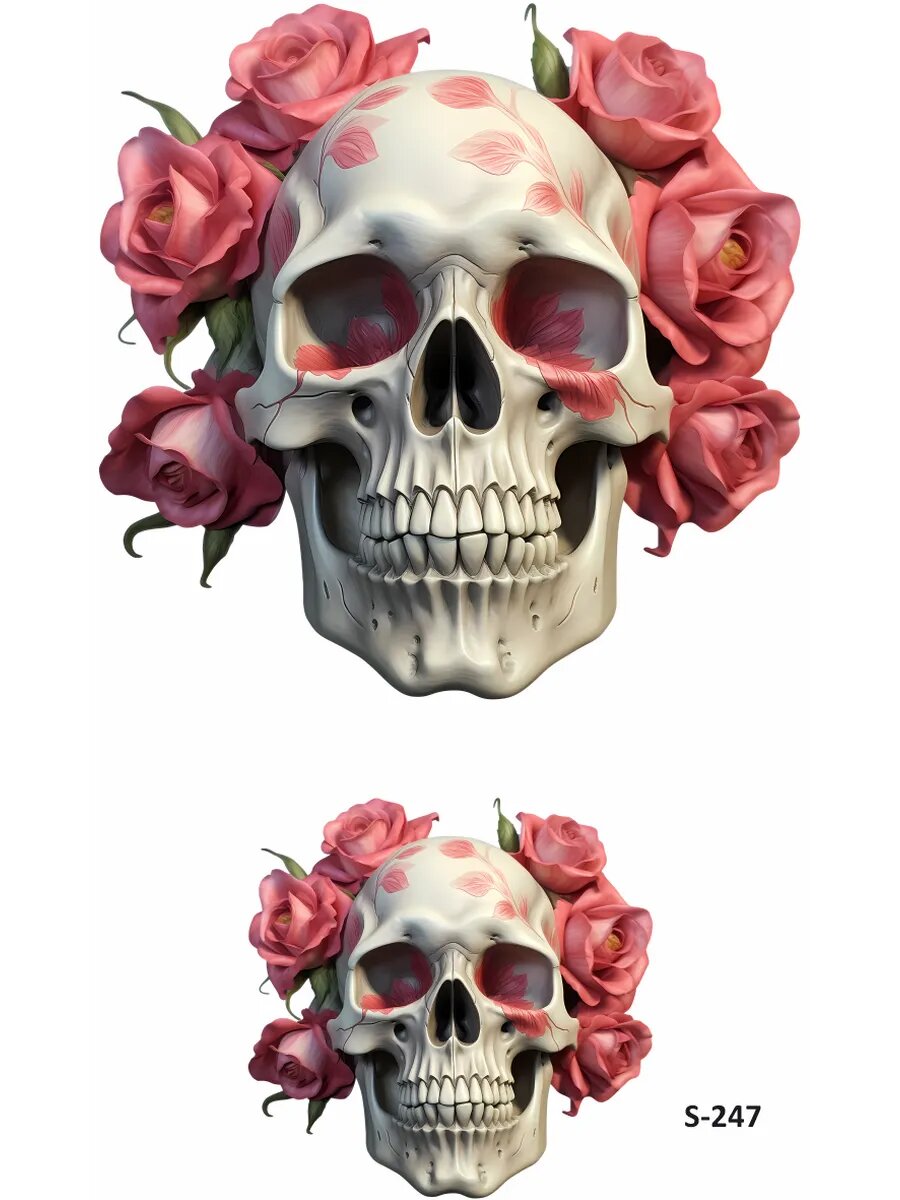 Временные татуировки, переводные тату, наклейка череп