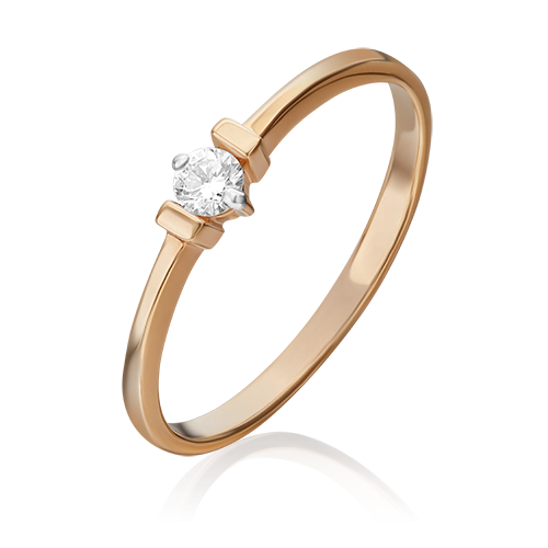 Кольцо, красное золото, 585 проба, бриллиант