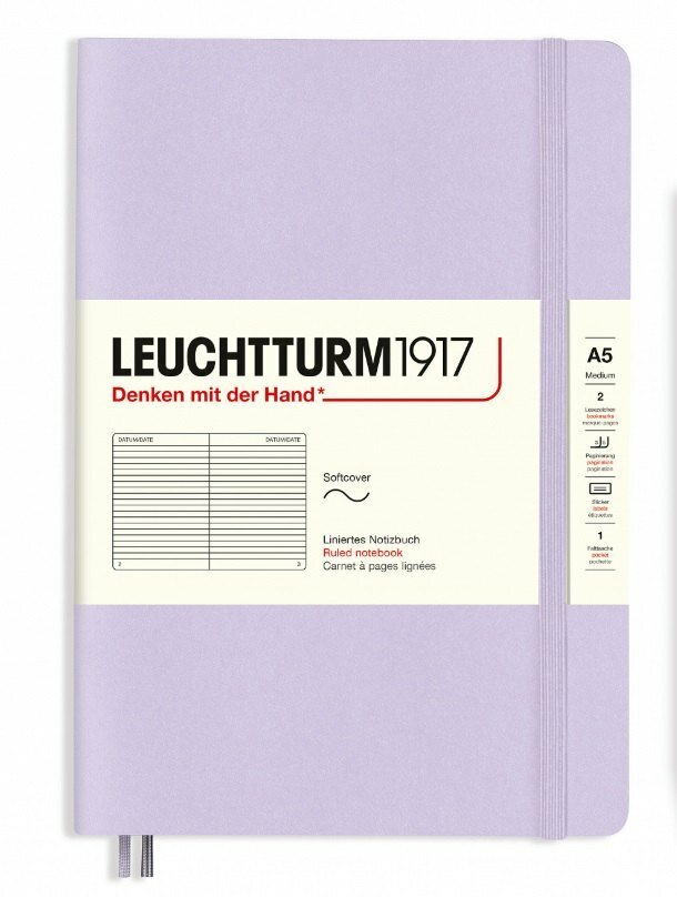 Книга для записей A5 61л лин. "Smooth Colours" мягк. обложка, цвет сиреневый, Leuchtturm1917