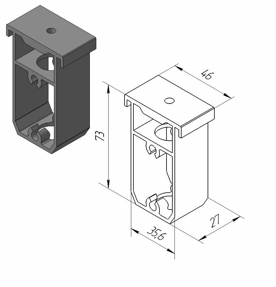 Соединение перемычки и корпуса столба Т-образное усиленное, DHS32 - DoorHan