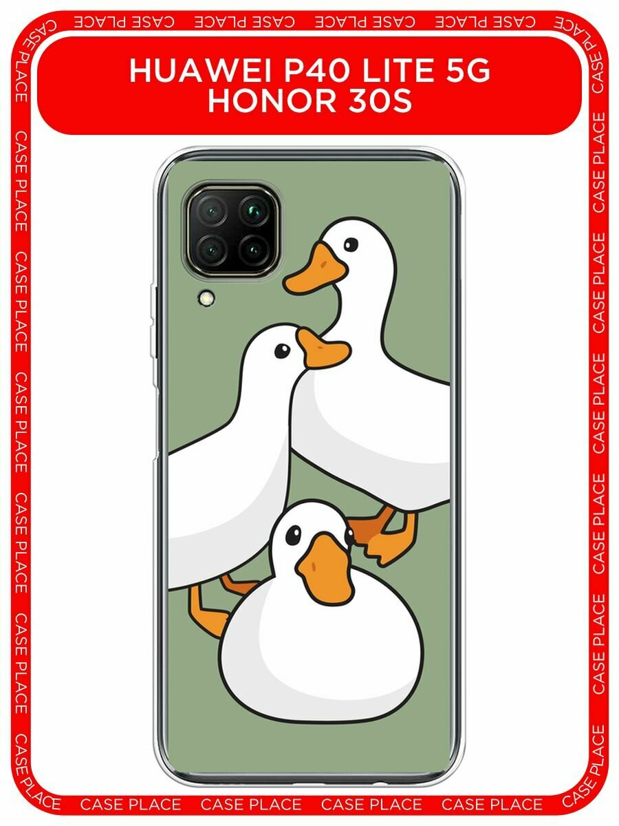 Чехол на Honor 30S Global/Huawei P40 Lite 5G/Nova 7 SE / Хонор 30S/Хуавей P40 Lite 5G/Нова 7 SE с принтом "Утиное трио"