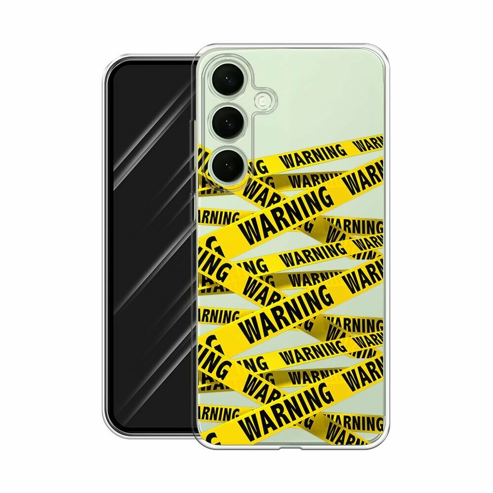 Чехол на Samsung Galaxy S25 Plus / Самсунг S25 Плюс с принтом "Warning!", прозрачный — фото 1