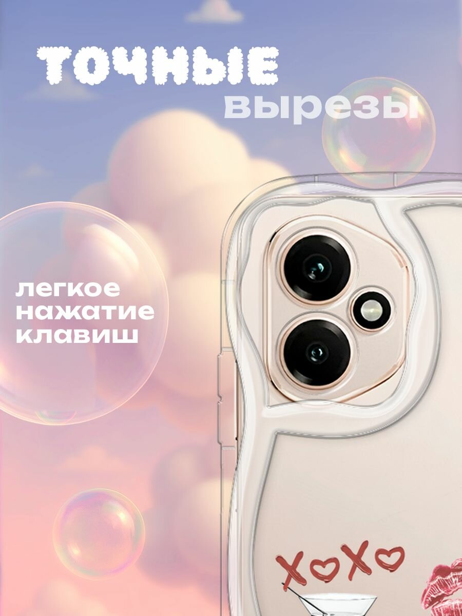 Чехол на Honor 400 / Хонор 400 с принтом xoxo lucky girl 2, прозрачный — фото 1