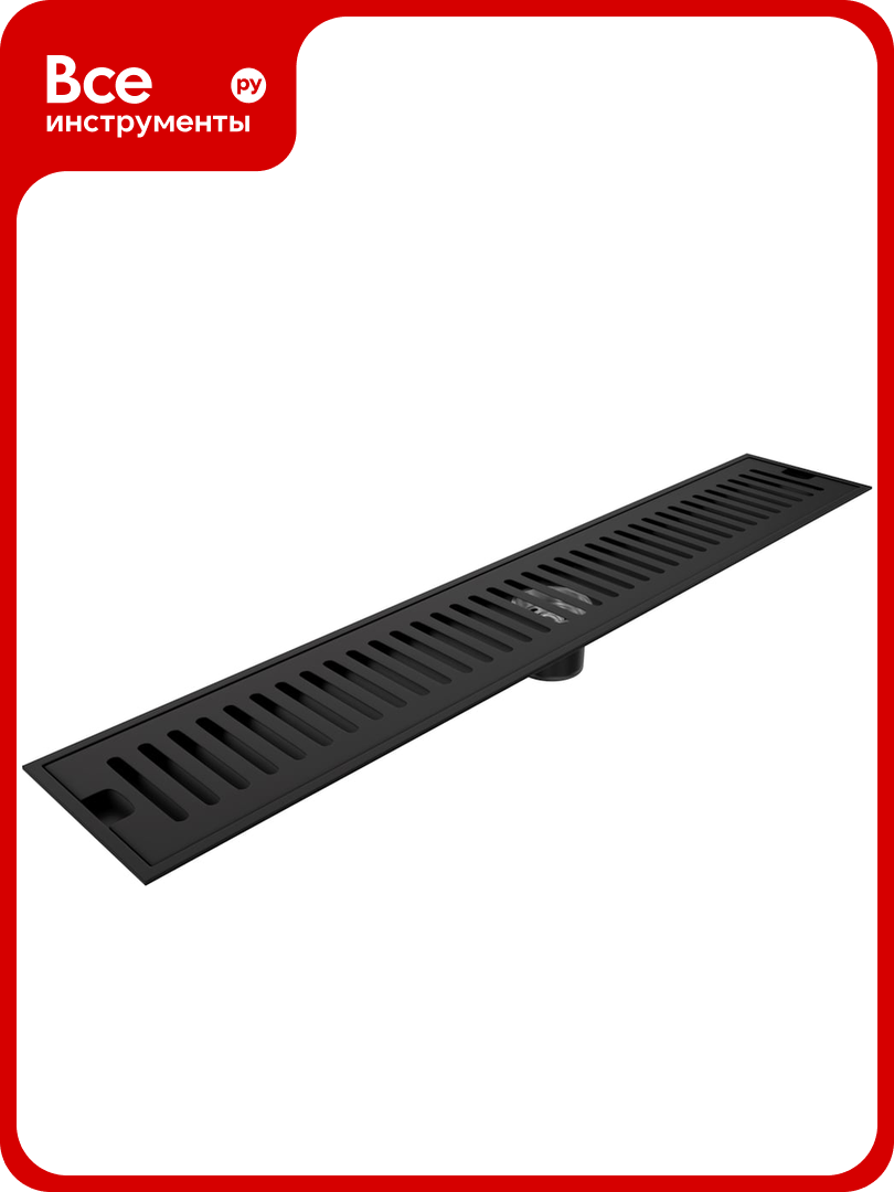 Душевой трап с сухим затвором Teymi Helmi 10х60 см, вертикальный выпуск, c решеткой черный