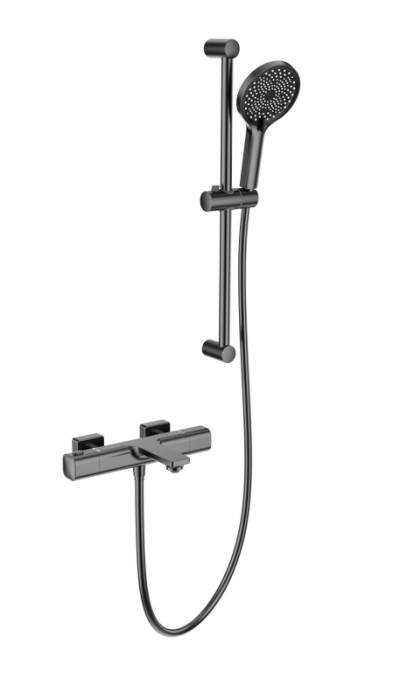 Термостатический смеситель Wonzon & Woghand WW-C2011-A-BGG для ванны с душем, темный графит