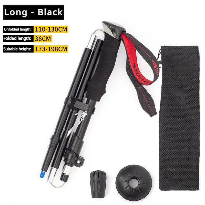 Складные треккинговые палки из алюминия 1 шт. Черный, Long-Black