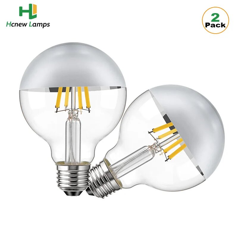 2 штуки Греск LED лампы Эдисон G80 7Вт зеркальные, 2700K, 8W, E27 220V