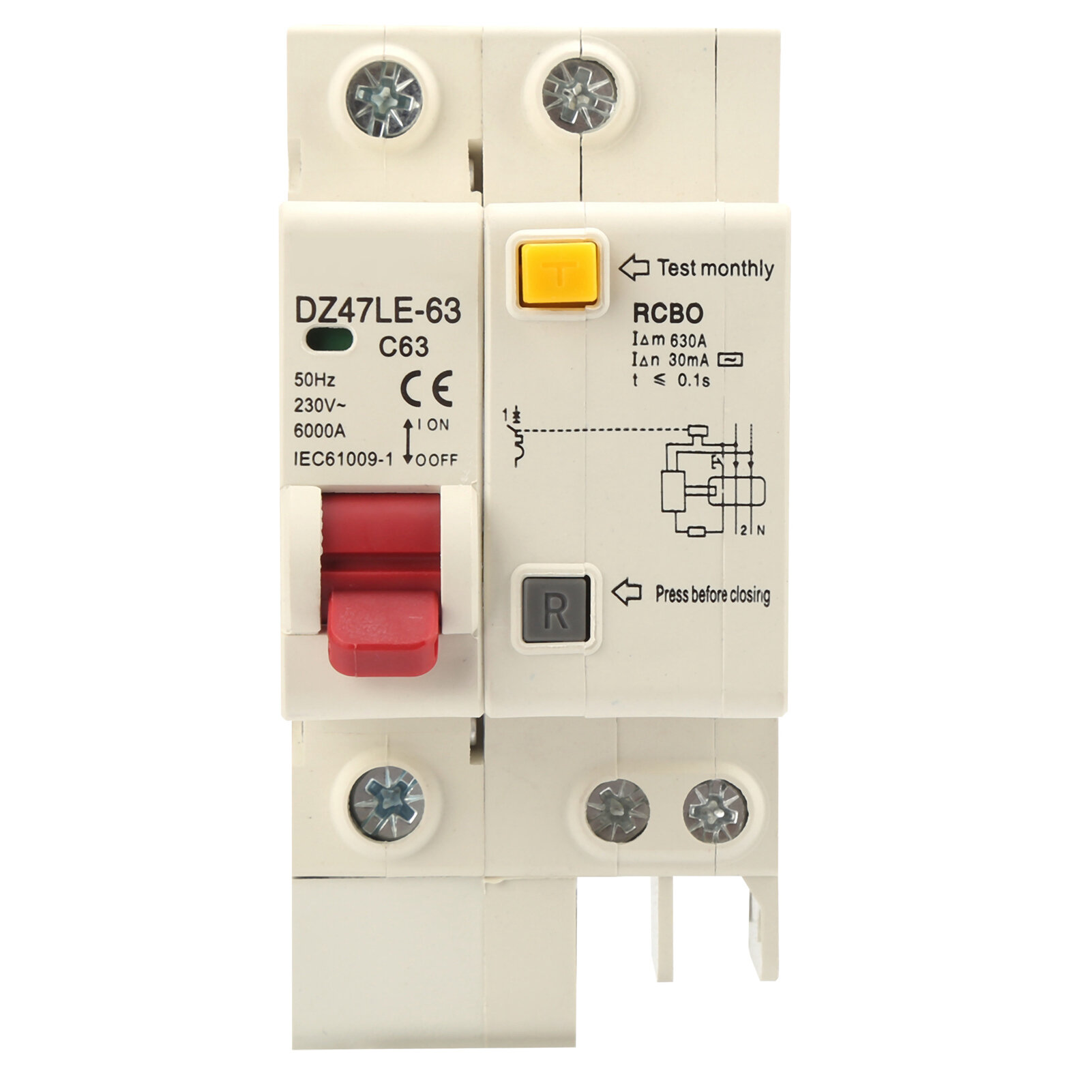 DZ47LE63 1P+N миниатюрный автоматический выключатель, устройство защиты от утечек тока, выключатель защиты от перегрузки, компактная конструкция