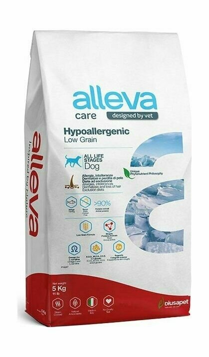 Alleva Care Hypoallergenic Low Grain, - Сухой корм для собак, низкозерновой, при аллергии, лечебный, ветеринарная диета (5 кг)