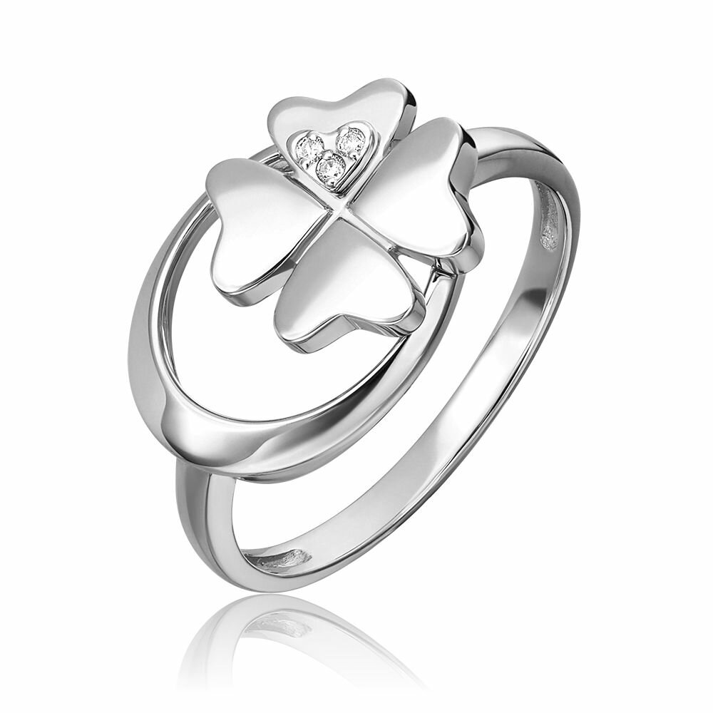 Кольцо, белое золото, 585 проба, родирование, бриллиант