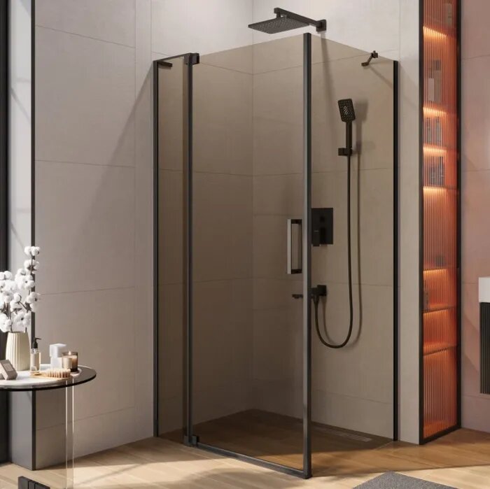 Душевой уголок Cezares Slider AH 1 80-90/100 BR Nero профиль черный, стекло бронза