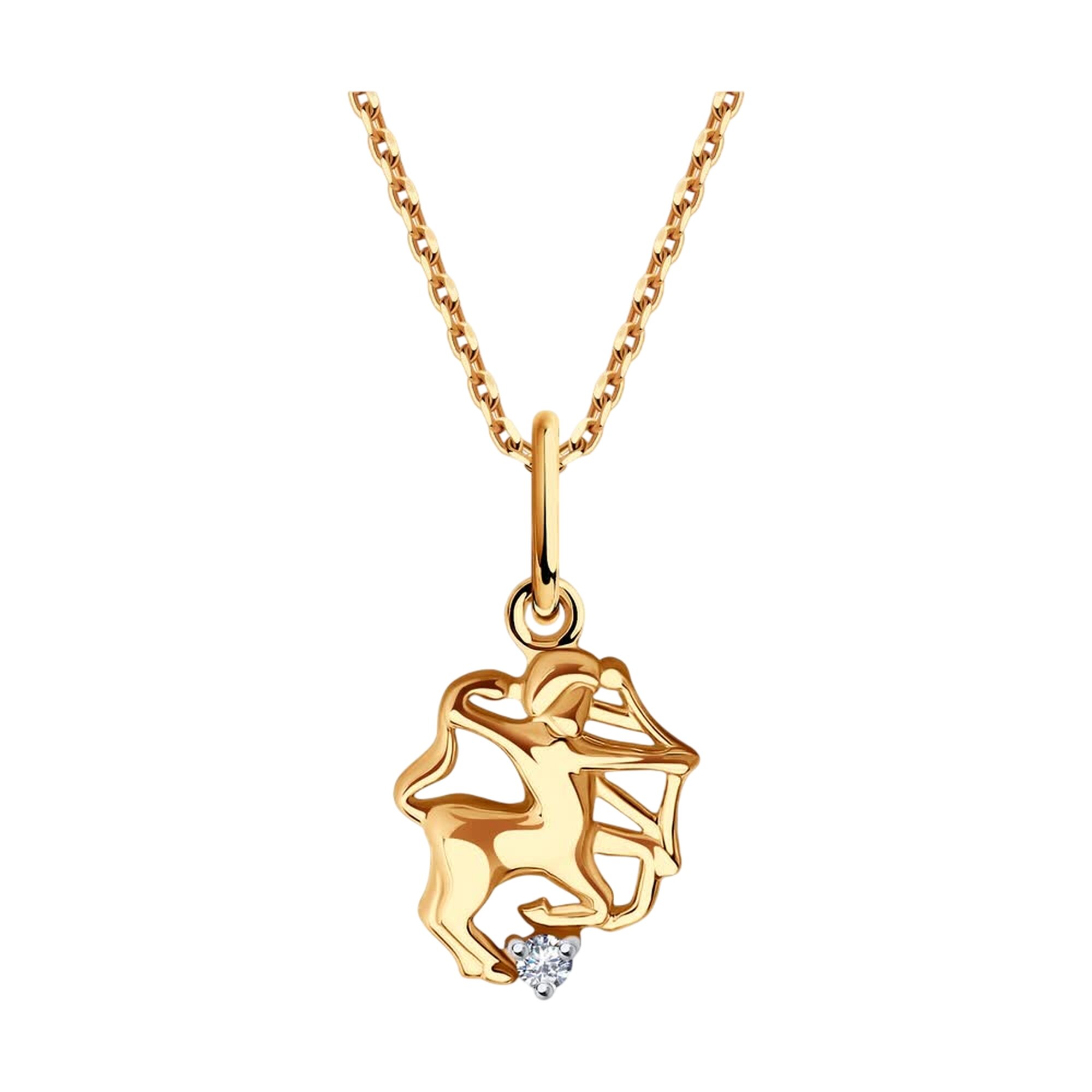 Подвеска, красное золото, 585 проба, фианит