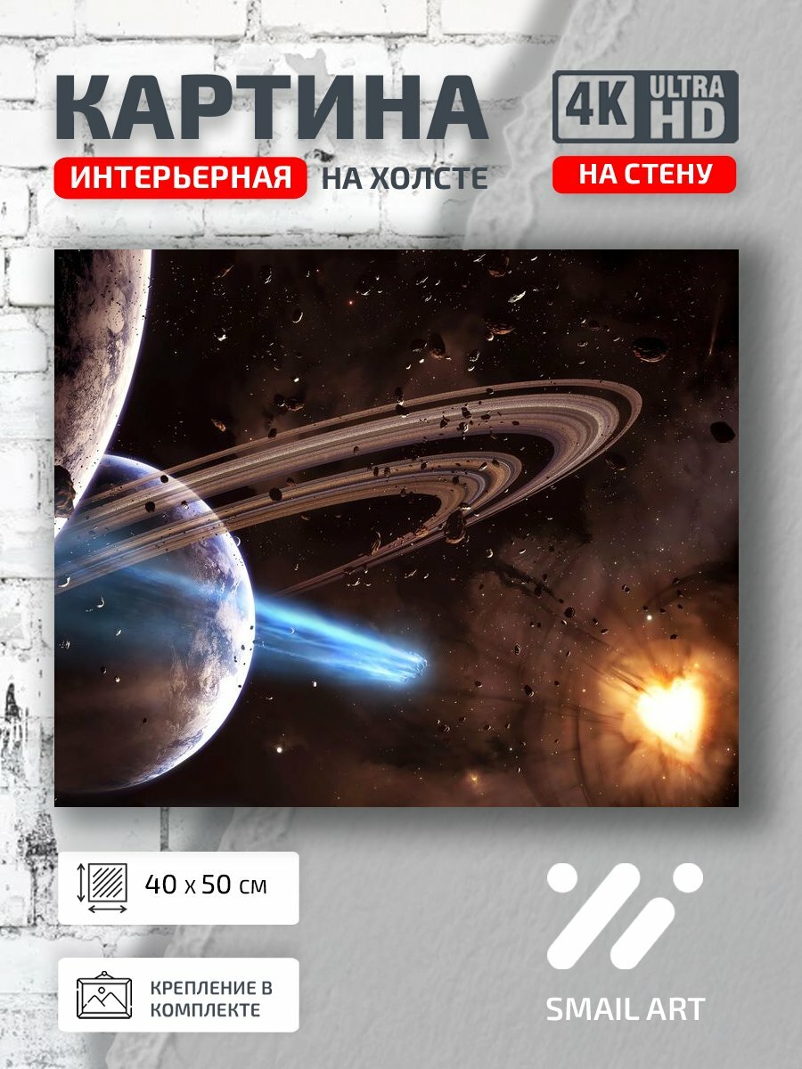 Картина на холсте интерьерная 40 на 50 на стену Планета Space для кабинета космос интерьер