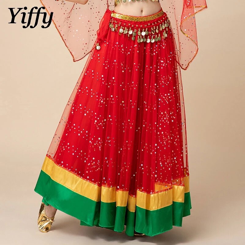 Женские восточные юбки для танца живота, полиэстер B red