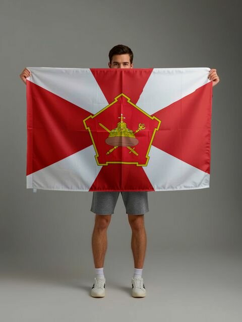 Флаг Московского военного округа, 70х105 см на шёлке для ручного древка