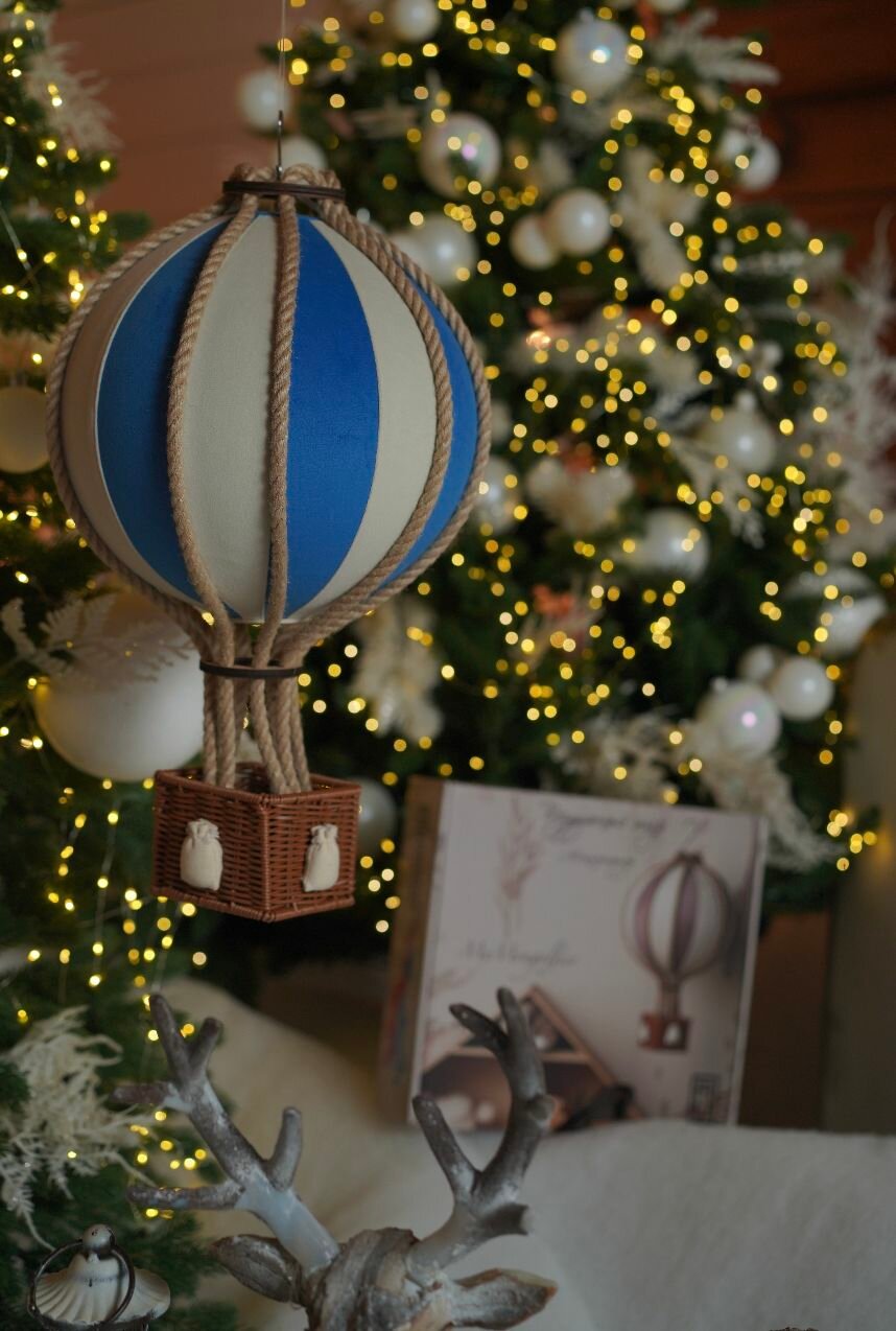 "Монгольфьер" Декоративный воздушный шар для интерьера (Вечернее небо - диаметр 30 см)