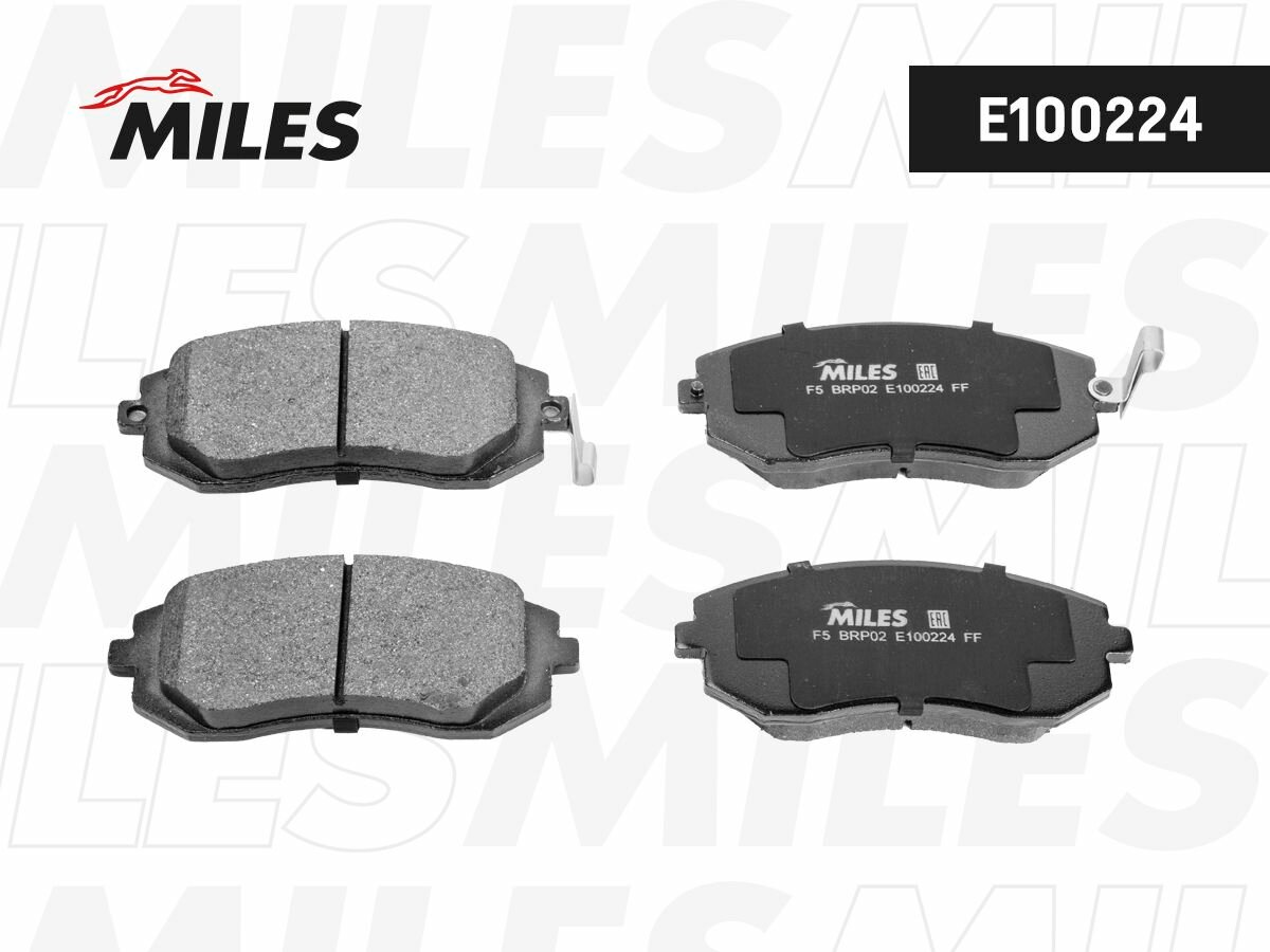 MILES Колодки тормозные передние (без датчика) (Смесь Semi-Metallic) (SUBARU FORESTER 01-/IMPREZA 01-/LEGACY 98-) (TRW GDB3371) E100224