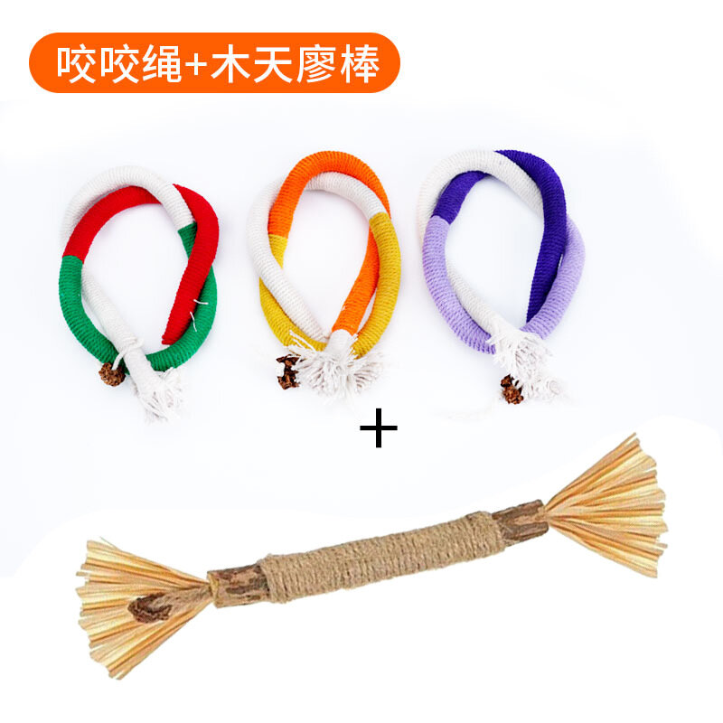 Палочка для чистки зубов с котовым мятным 22 см + веревка 70 см, случайный цвет 1 шт, набор для игр кошек