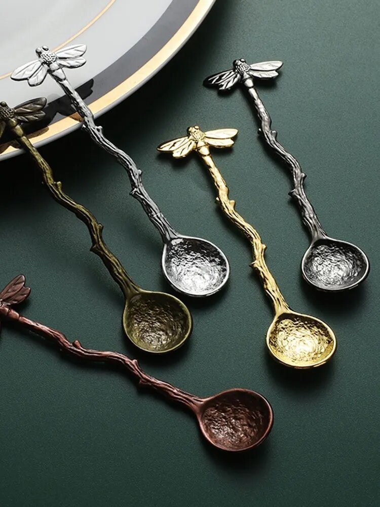 Ложка десертная, термостойкая, с длинной ручкой, цинковый сплав, бронза