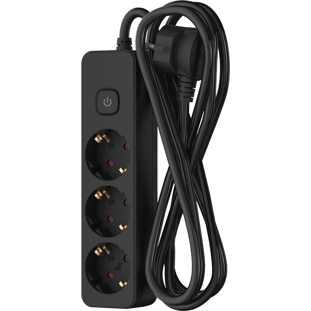 Сетевой удлинитель фотон 16-33ЕS, 3м, 3 розетки, 16А, с выключателем, с заземлением, Черный 24755 прочной конструкции