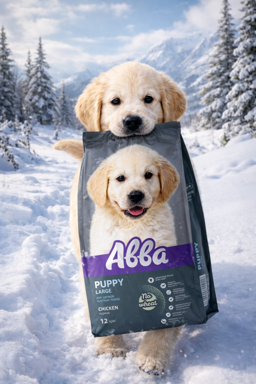 Сухой корм Авва Premium Puppy Large сухой корм для щенков крупных пород, с курицей, 12 кг