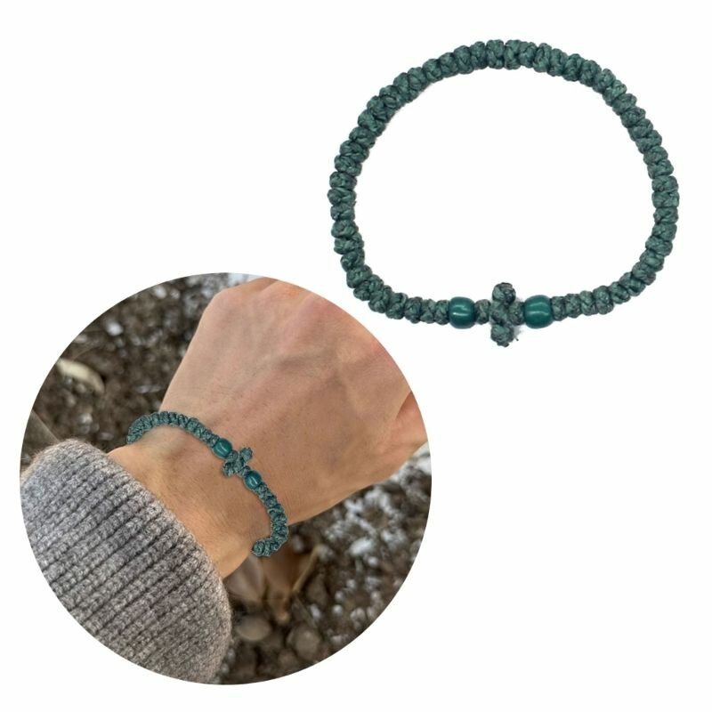 Молитвенный браслет с крестом ручной работы-6 светло-фиолетовых